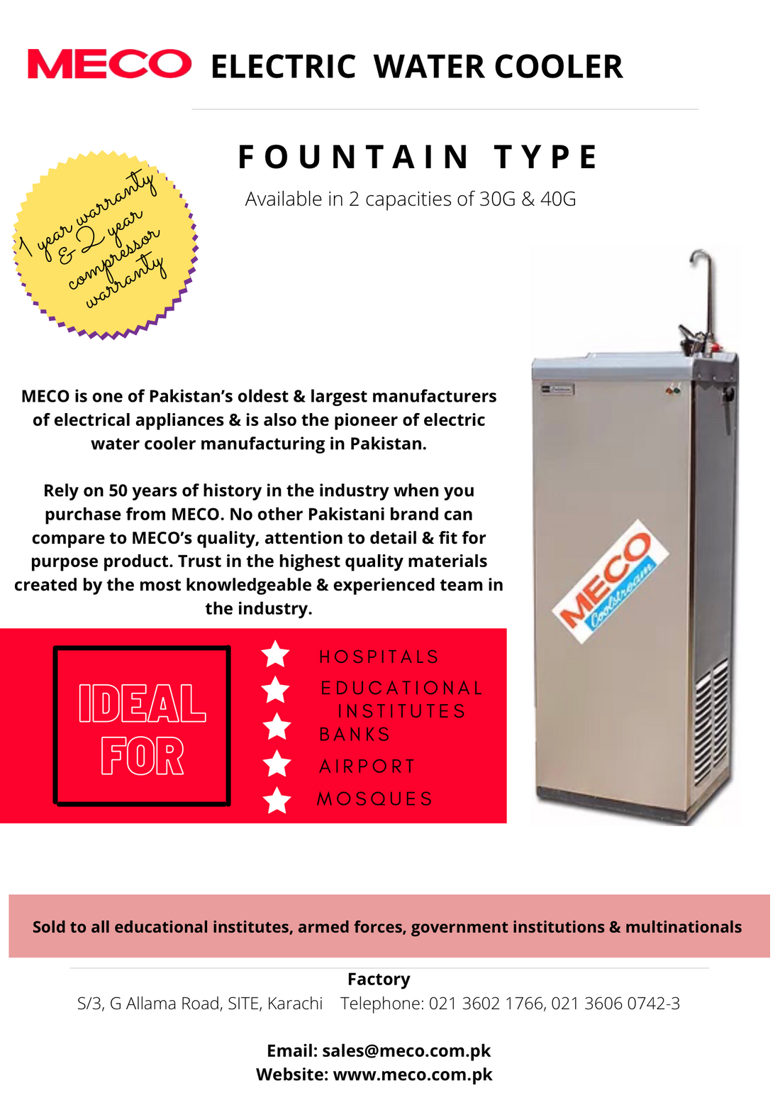 MECO Electric Water Coolers Pakistan – MECO Pakistan